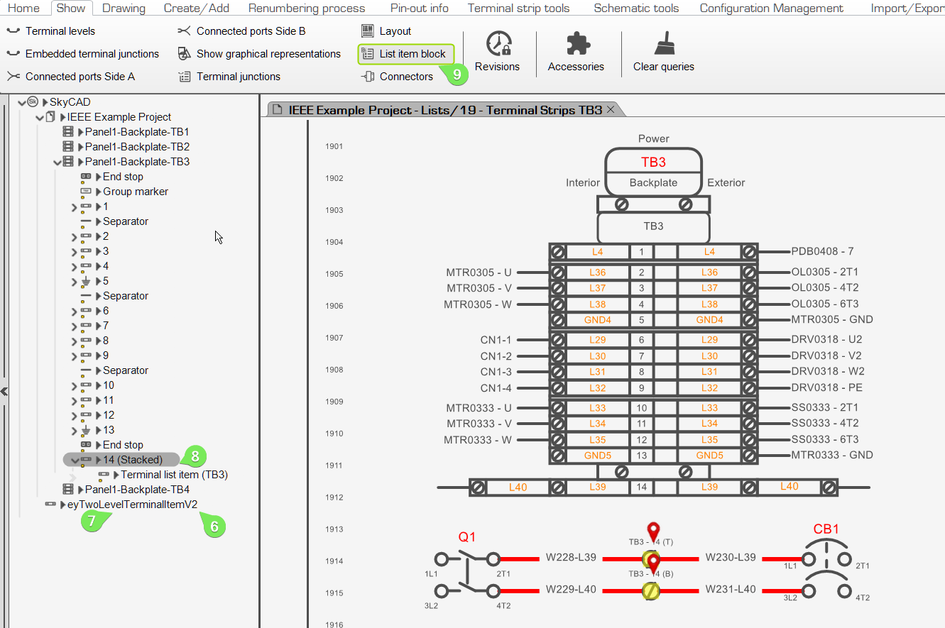 Terminal Layout Connection Labels | SkyCAD - Electrical CAD software