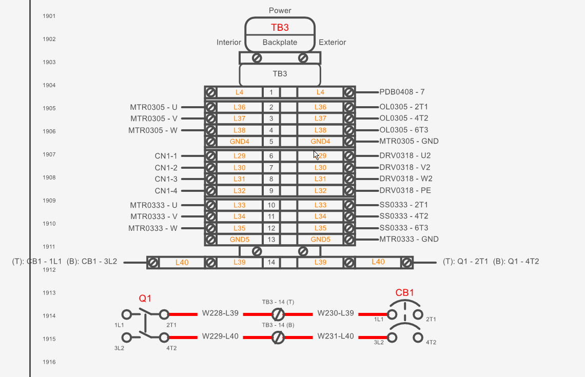 Terminal Layout Connection Labels | SkyCAD - Electrical CAD software