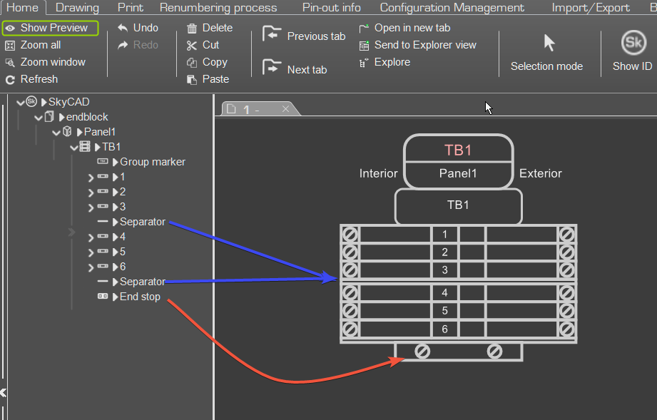 Modifying Terminal Block Layout | SkyCAD - Electrical CAD software