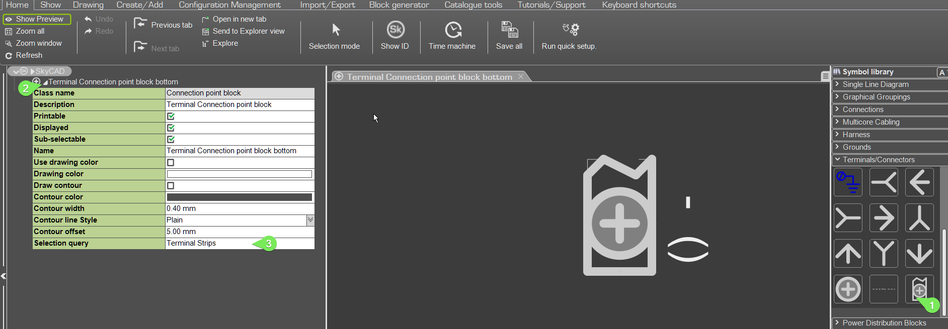 Terminal connection point block | SkyCAD - Electrical CAD software