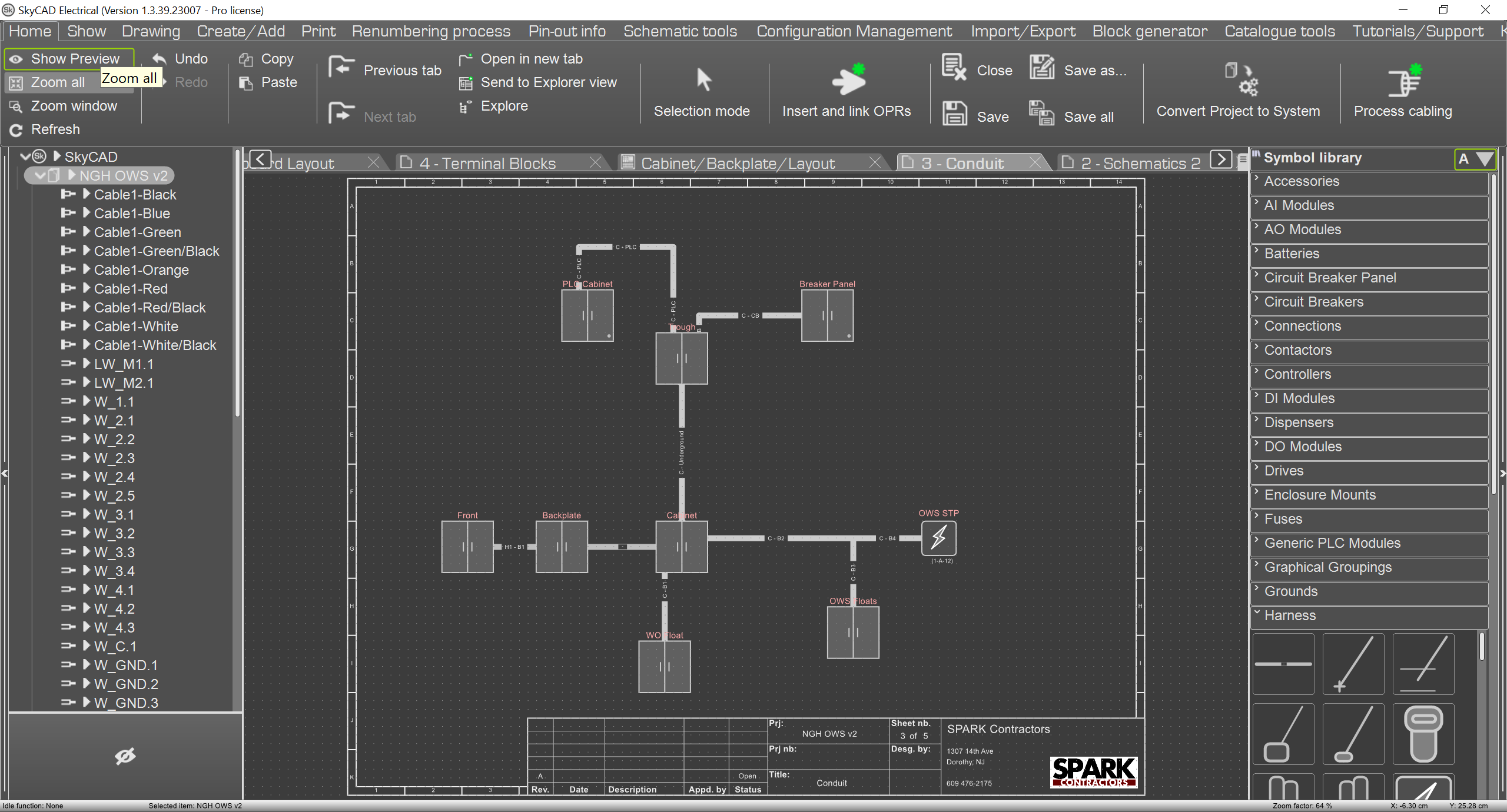 Conduits and Harnesses | SkyCAD - Electrical CAD software