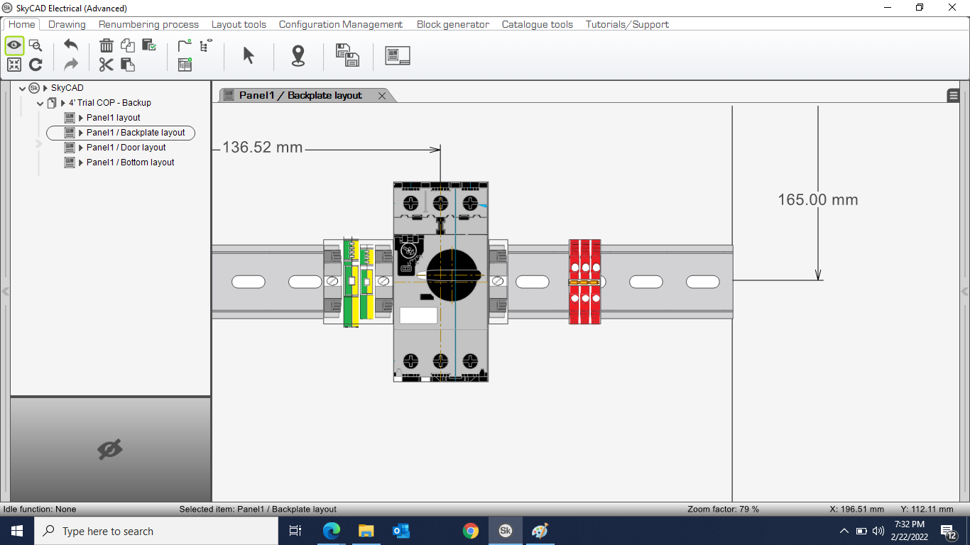 Showing terminal jumpers on backplate layout | SkyCAD - Electrical CAD ...