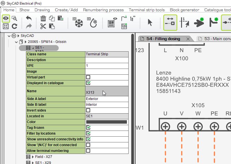 Terminal strip numbering | SkyCAD - Electrical CAD software