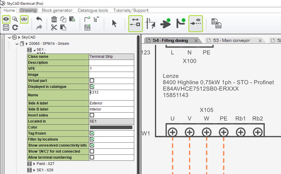 Terminal strip numbering | SkyCAD - Electrical CAD software