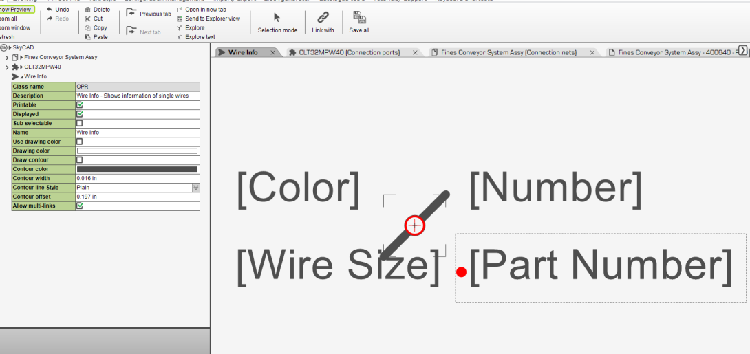 Wire Info symbol edit | SkyCAD - Electrical CAD software