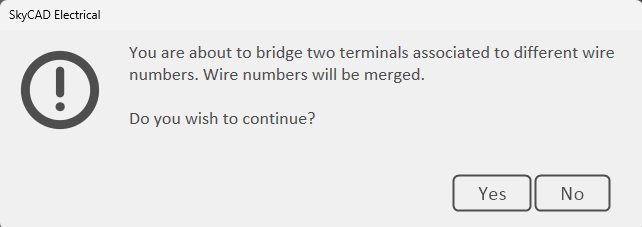 Adding bridges to terminals changes wire numbers | SkyCAD - Electrical ...