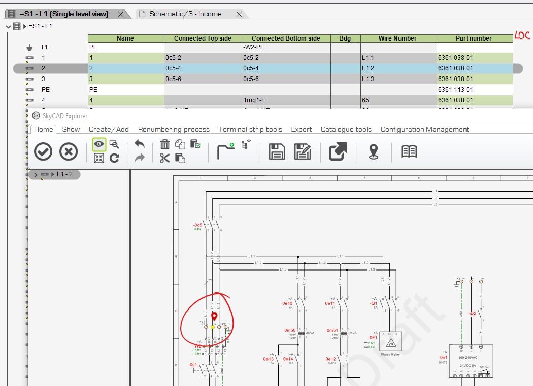 Terminal List - Location | SkyCAD - Electrical CAD software