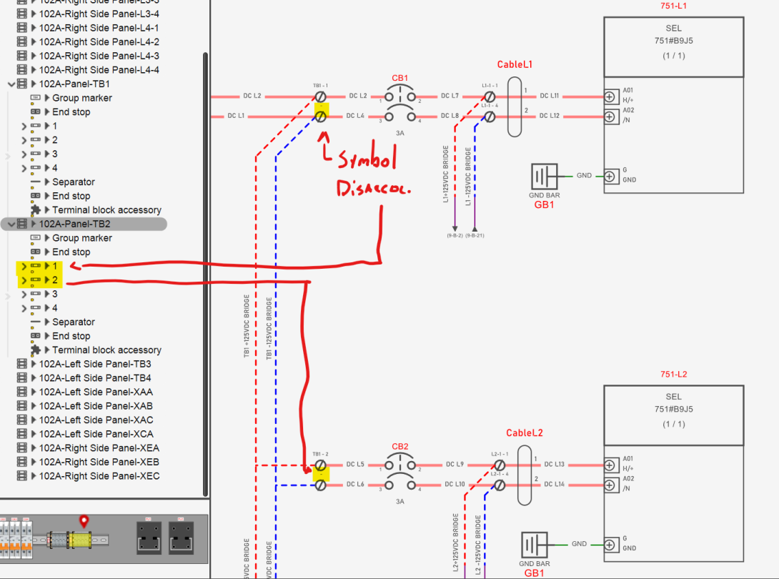 Terminal Block Symbols Dissociated | SkyCAD - Electrical CAD software